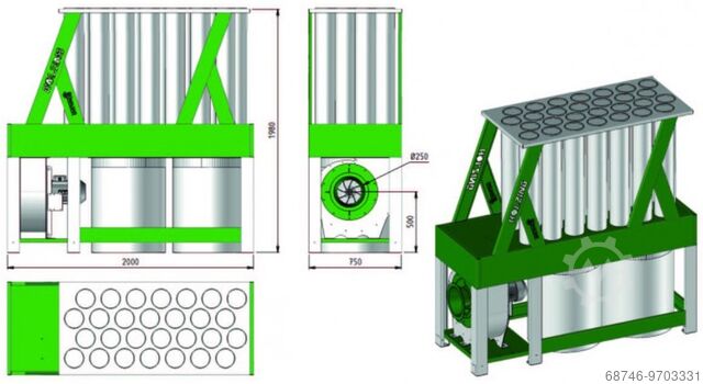 Sistem za ekstrakciju, mobilni deduster 5200 m3/ h
Holzing RLA S 160 (5200 m3/h)