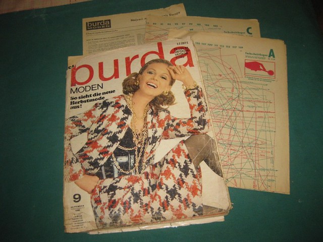 Burda Moden 9/1968. nemački + krojevi + prevod