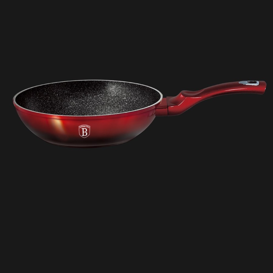 WOK TIGANJ 28CM METALLIC LINE BLACK BURGUNDY EDITION