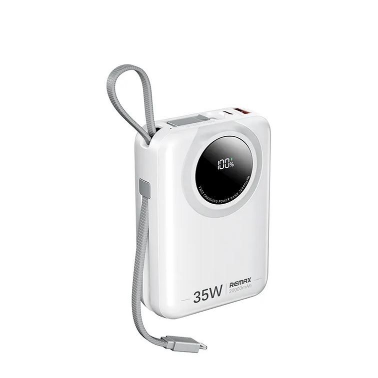 REMAX RPP-73 White 35W Power Bank with 2 Fast Charging Cables 20000mAh