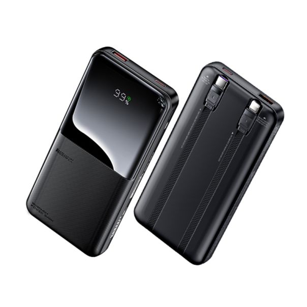 REMAX RPP-679 Black 20W+QC 22.5W Power Bank with 2 Fast Ch. Cables 10000mAh