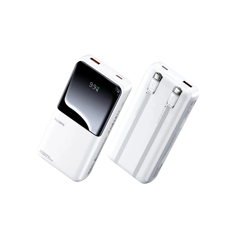 REMAX RPP-679 White 20W+QC 22.5W Power Bank with 2 Fast Ch. Cables 10000mAh