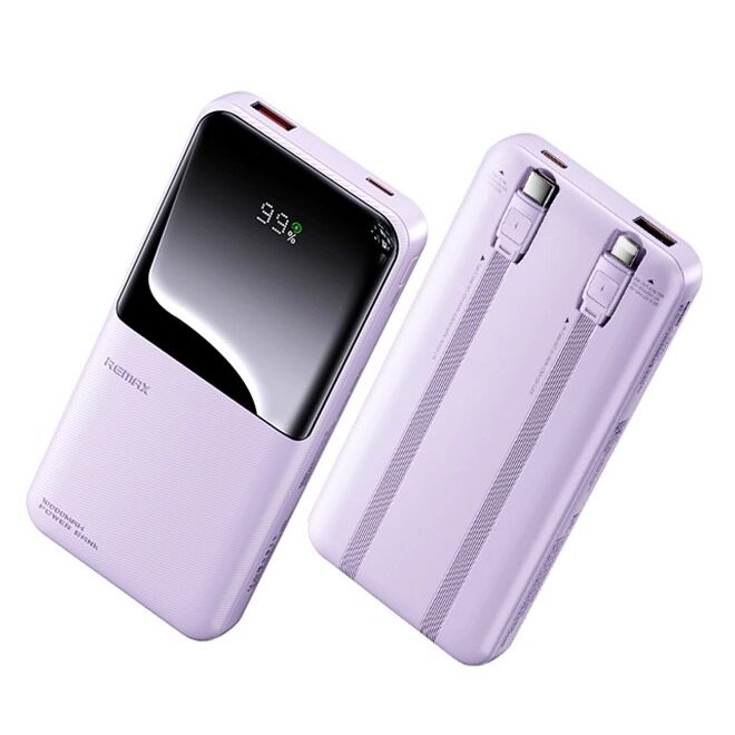 REMAX RPP-679 Purple 20W+QC 22.5W Power Bank with 2 Fast Ch. Cables 10000mAh