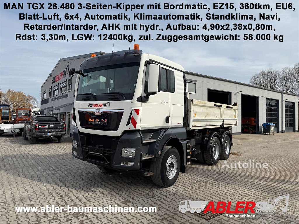 MAN TGX 26.480 3-Seiten-Kipper Bordmatic VOLL! Klima NAVI kiper