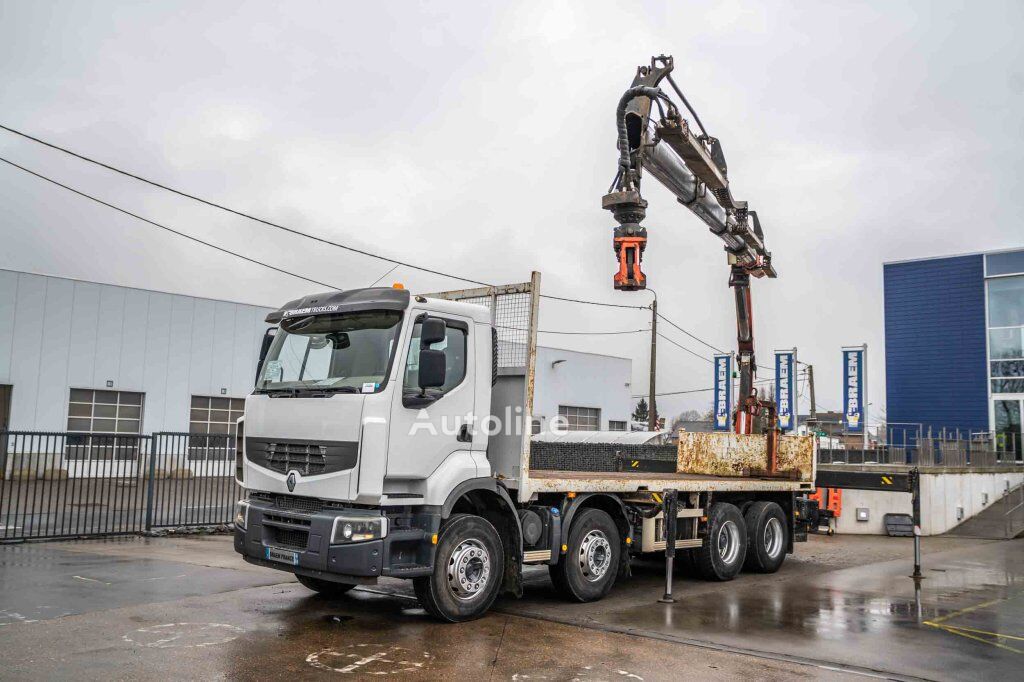 Renault LANDER 380 DXI+PALFINGER 18002/4X kamion s ravnom platformom