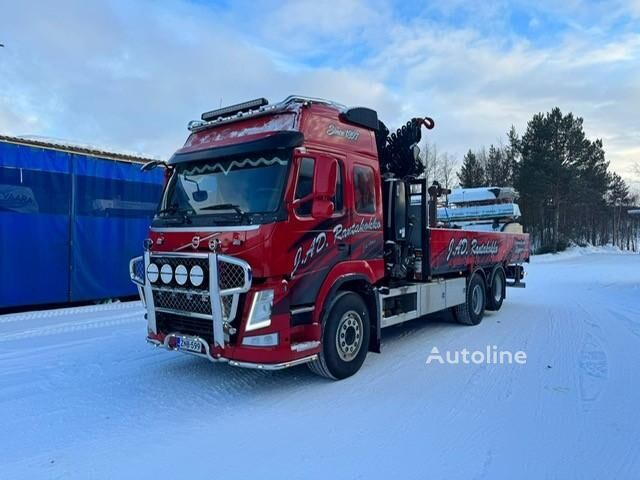 Volvo FM 450 6*2 + Effer 2556S nosturi kamion s ravnom platformom