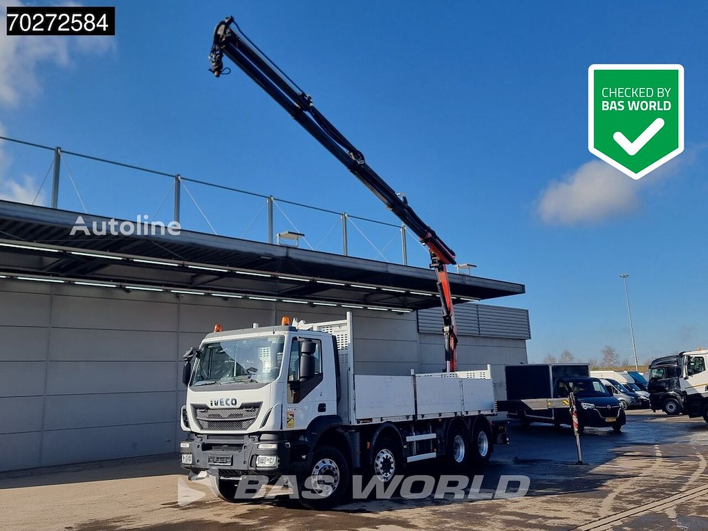 IVECO Stralis 410 8X4 Palfinger PK18502 SH Kran Big-Axle Steelsuspensi kamion s ravnom platformom