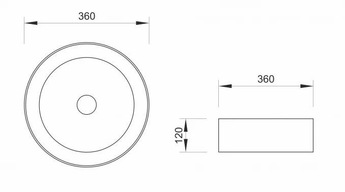 Lavabo nadgradni MINOTTI 360x360x115/120