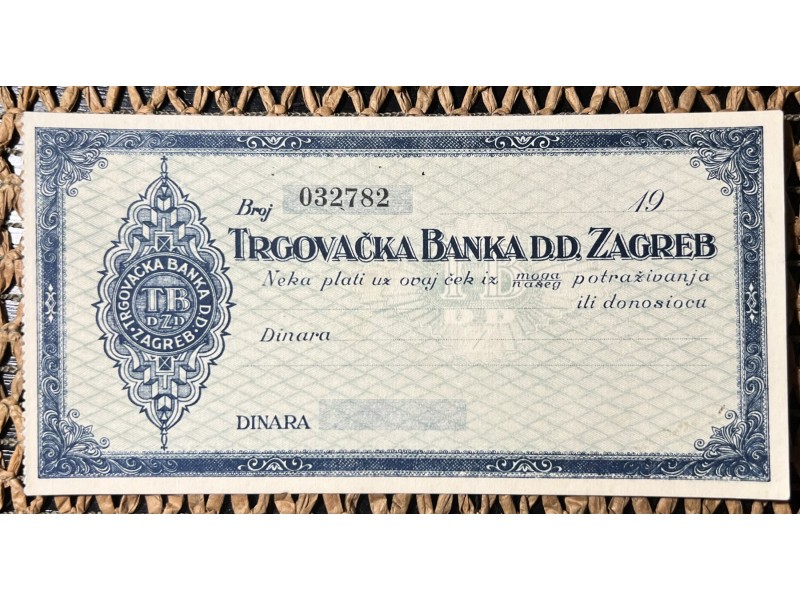 Bankovni cek Trgovacka banka Zagreb (34.)