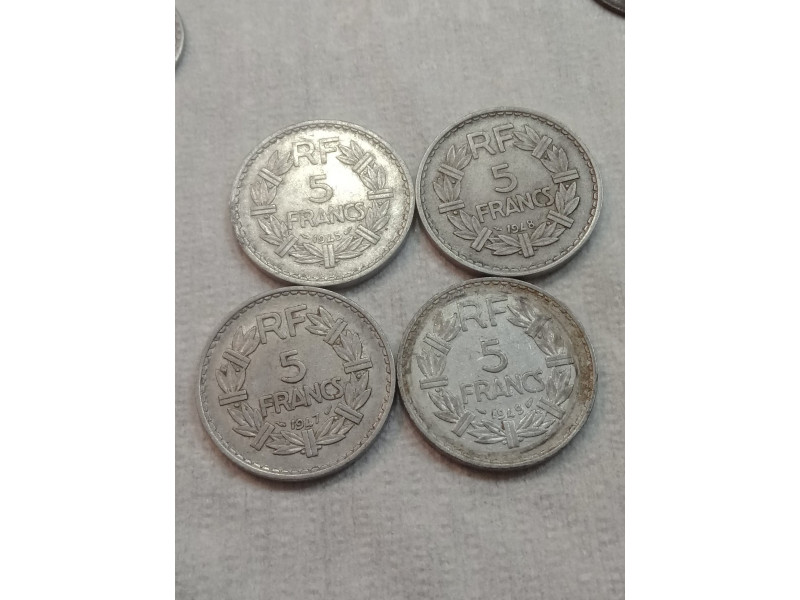 5 francs 1945-47-48-49