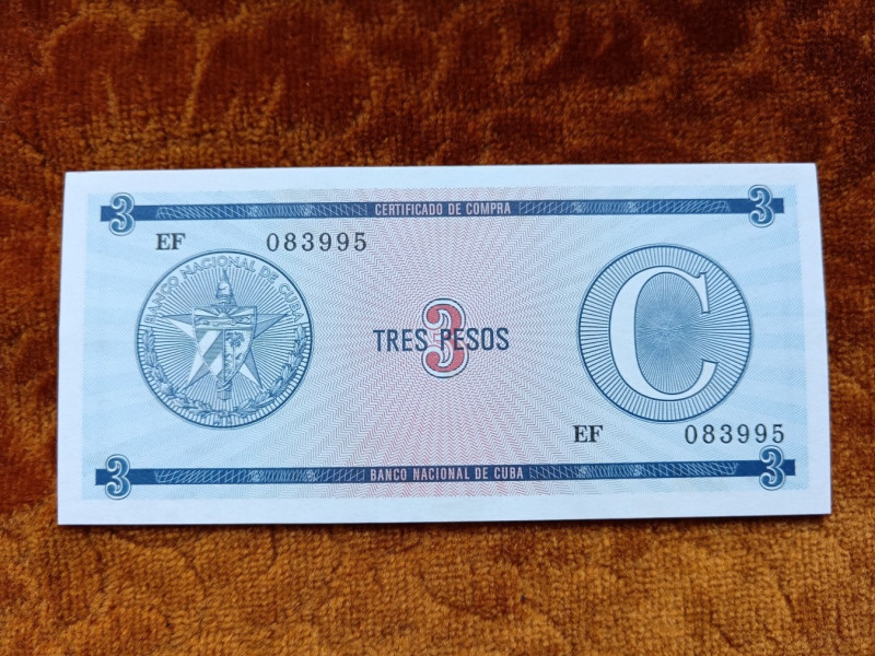 Kuba 3 pesos,1985 god.UNC