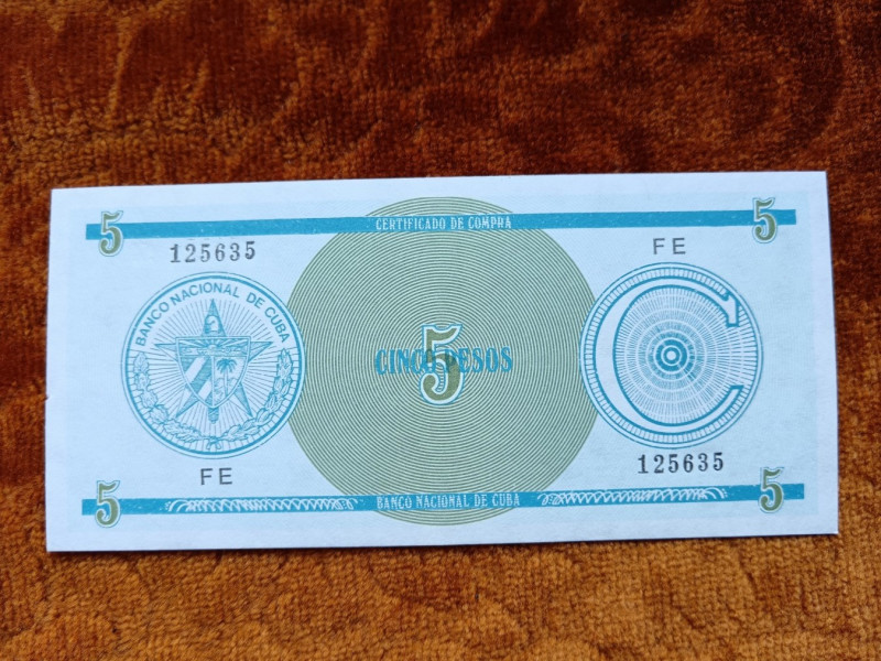 Kuba 5 pesos,1985 god.UNC