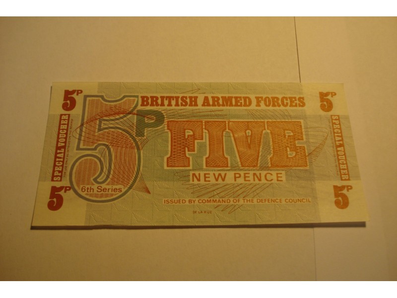 BRITANSKA VOJNE BANKNOTA - 5 PENIJA