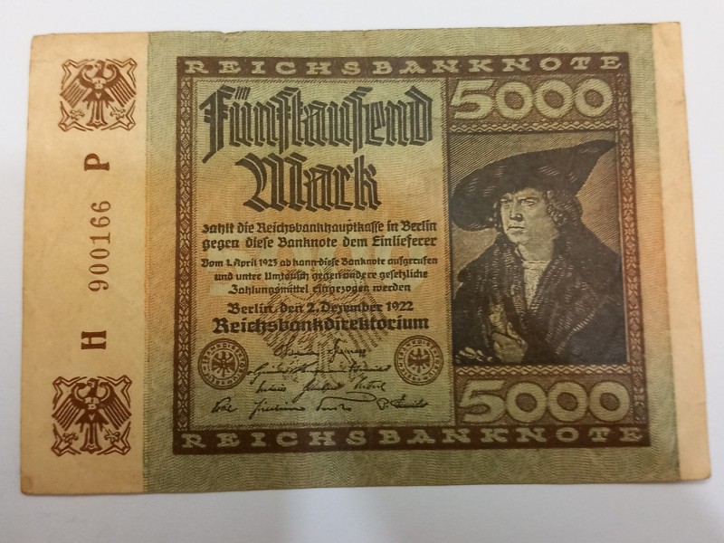 5000 mark 1922godina Nemačka