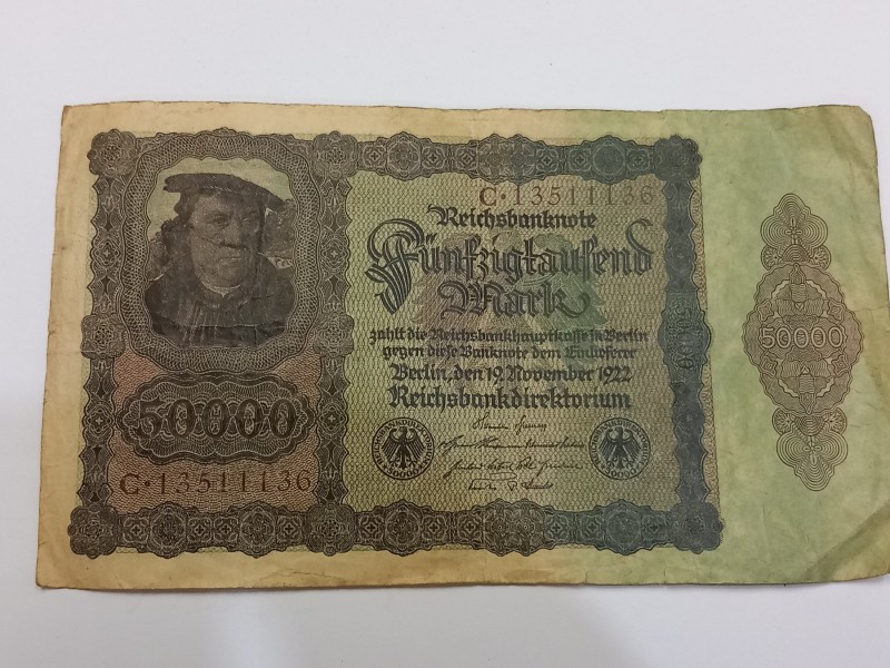 50 000 mark 1922godina Nemačka