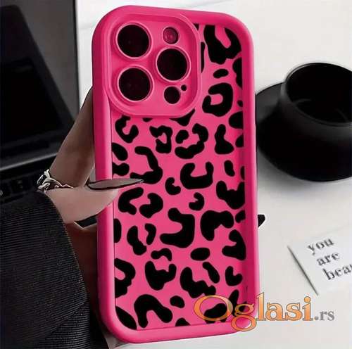 iPhone 12 PINK leopard print maska