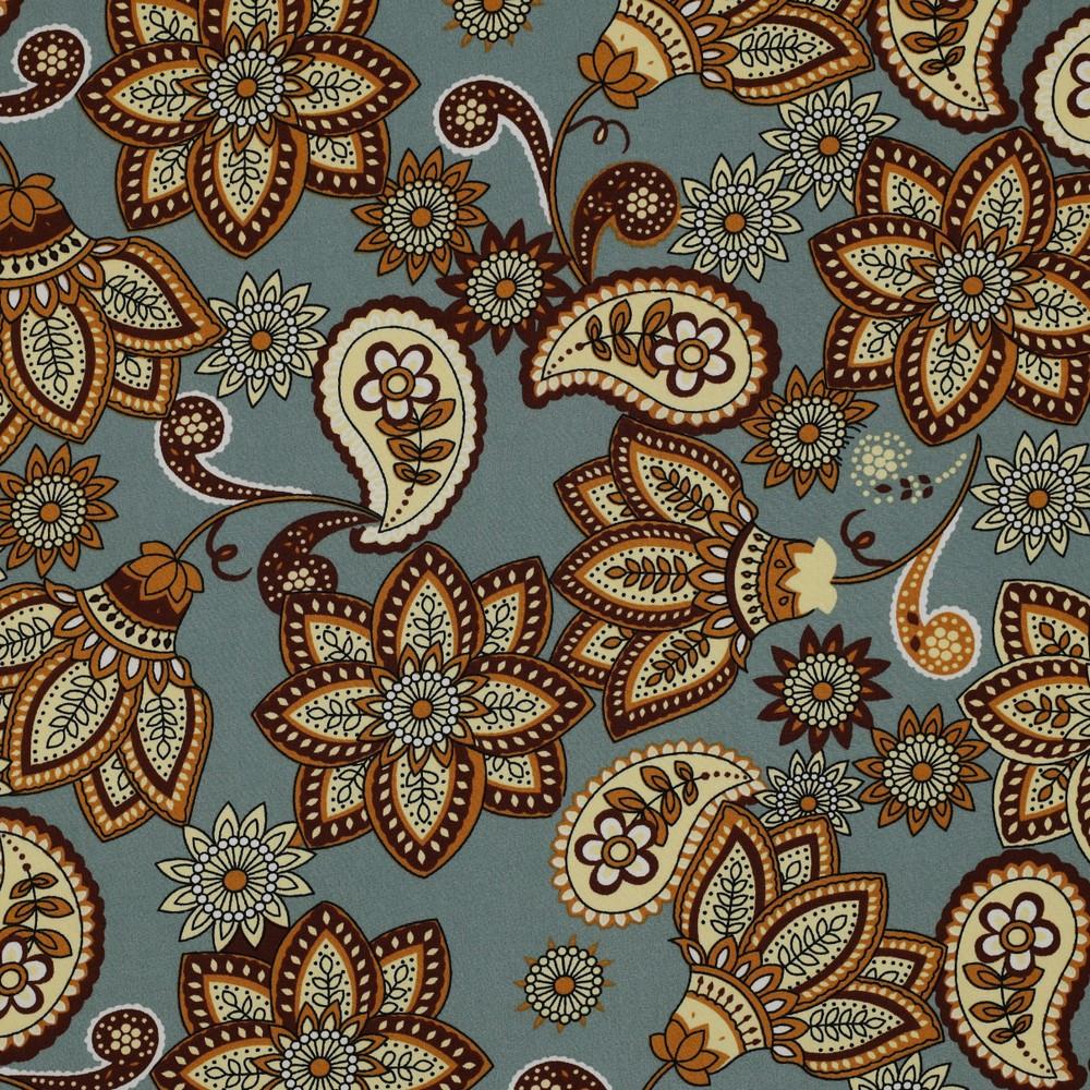 Viskozna tkanina Cvetni paisley | staro plava | 100%VI