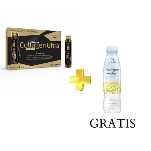 SUPER COLLAGEN ANTIAGE ULTRA 500MG + QWELL KOLAGENSKA VODA GRATIS