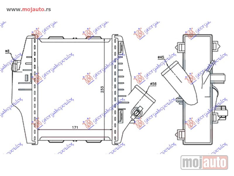 HLADNJAK INTERKULERA 0.8 Cdi DIZEL (171x233x50) Smart fortwo 12-14 -dostupno