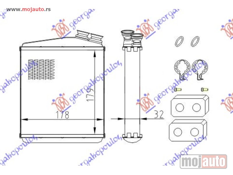 GREJAC KABINE (B) (+/-AC) (179x178) (KOMPLET) Volvo xc70 13- -dostupno