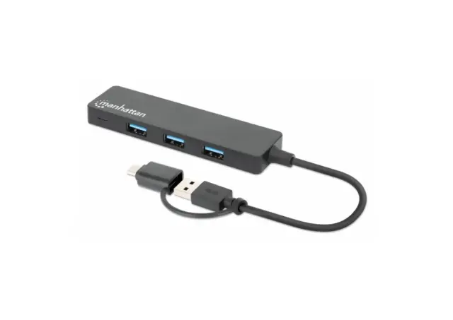 MANHATTAN USB-C HUB 4port 180863 3.2 G1+USB-C/5Gbps/Crni