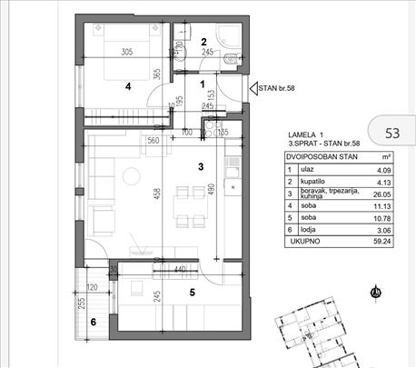 MIRIJEVO BEZ provizije 2,5 novogradnja 59,24 m2