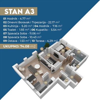 Stara Pazova, Stara Pazova, Stan, 3.0, 74m2