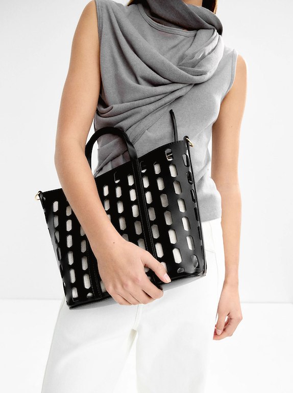 Perforated tote bag with removable pouch