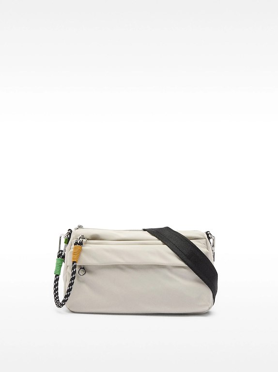 Nylon crossbody bag with exterior pocket