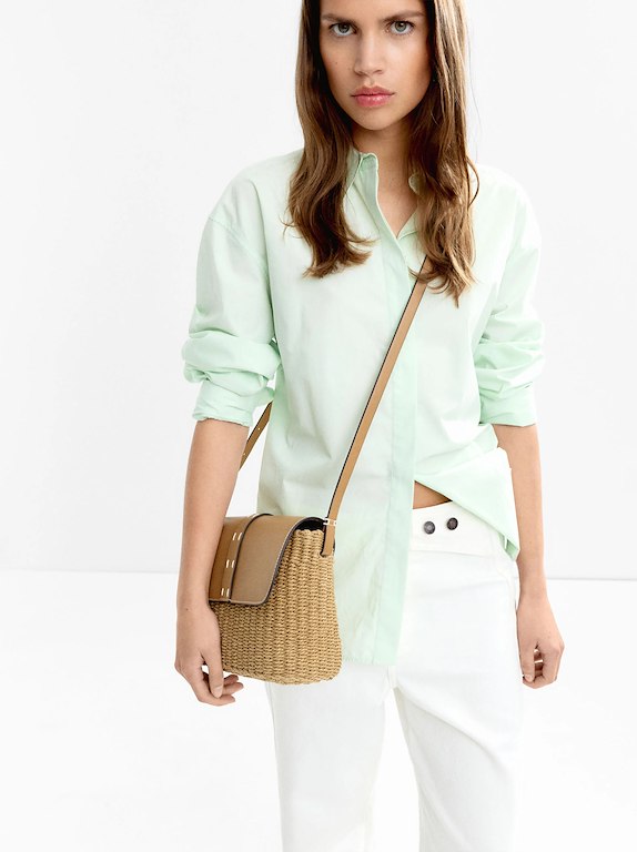 Crossbody bag with straw effect