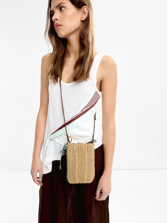 Straw effect phone bag