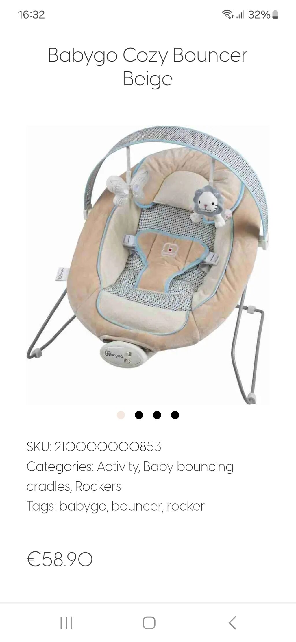 Babygo Cozy Bouncer, njihalica za bebe kupljena u Nemačkoj. Malo