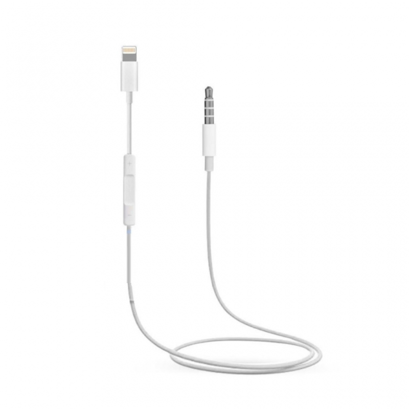 AUDIO KABL AUX 3.5MM NA IPHONE LIGHTNING SA REGULATOROM ZVUKA BELI HQ