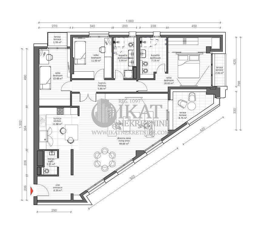 LUX novogradnja na Vračaru, Neimar 149,52m2 sa tri terase ID#4126 716.182 €