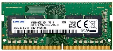 Samsung DDR4 8GB SO-DIMM 3200MHz 1Rx8 1.2 V M471A1K43EB1-CWE DDR4 8GB SO-DIMM 3200MHz 1Rx8 1.2V, Bulk