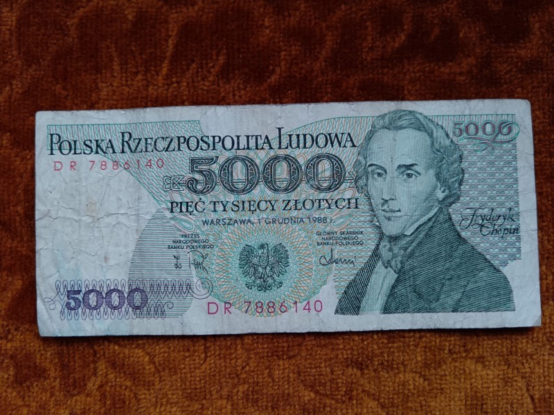 Poljska 5.000 zlota,1988 god.