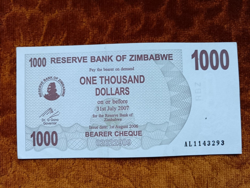 Zimbabve 1.000 dolara,2007 god.UNC