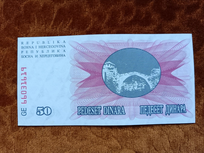 Bosna 50 dinara,1992 god.UNC