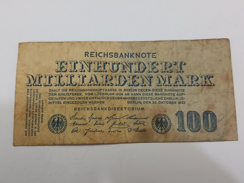 100 miliarden mark 1923.godina Nemačka