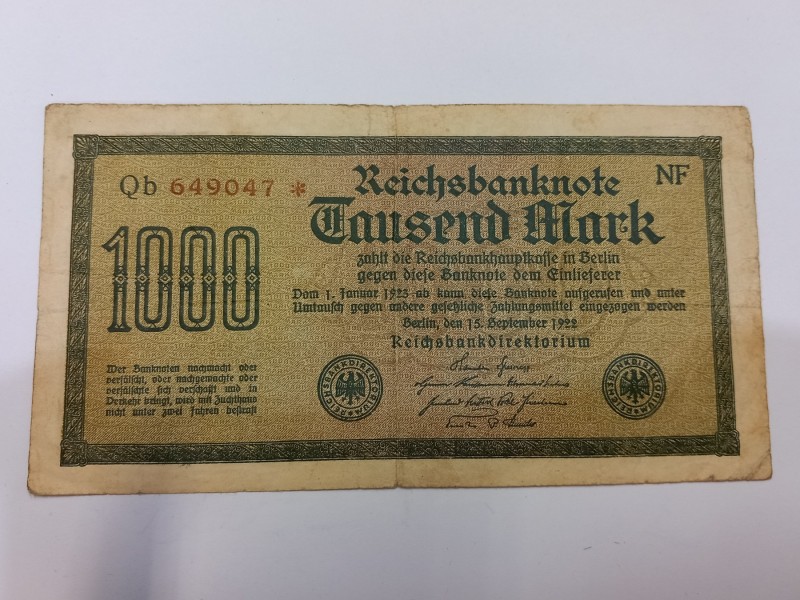 1000 mark 1922godina