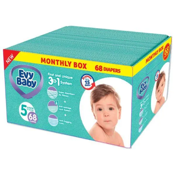 EVY BABY Pelene Box 5 Junior, 3 u 1, 11 - 25 kg, 68 kom