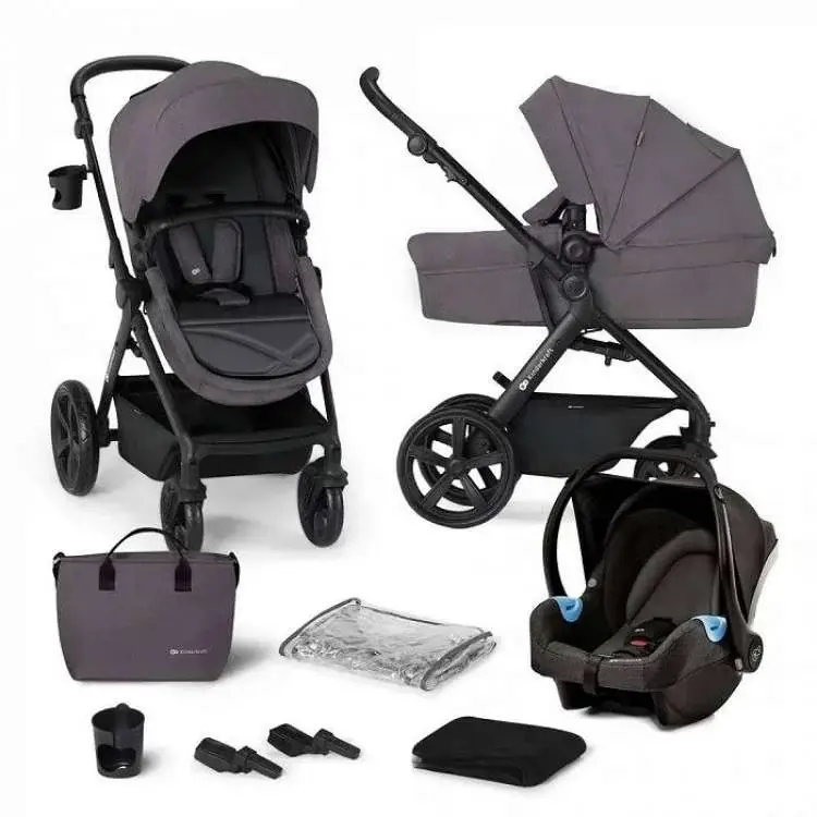 Kinderkraft kolica za bebe 3u1 A-tour, tamno siva