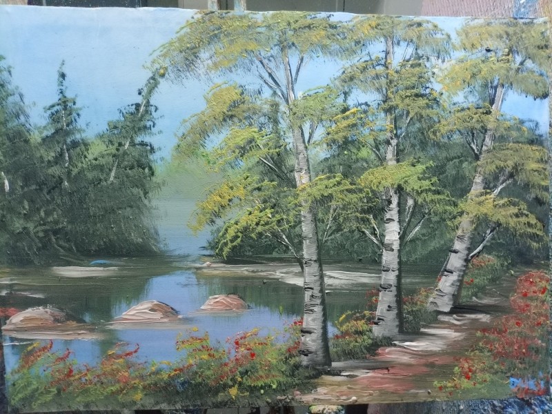 Breze pejzaž 70x50cm ulje na platnu