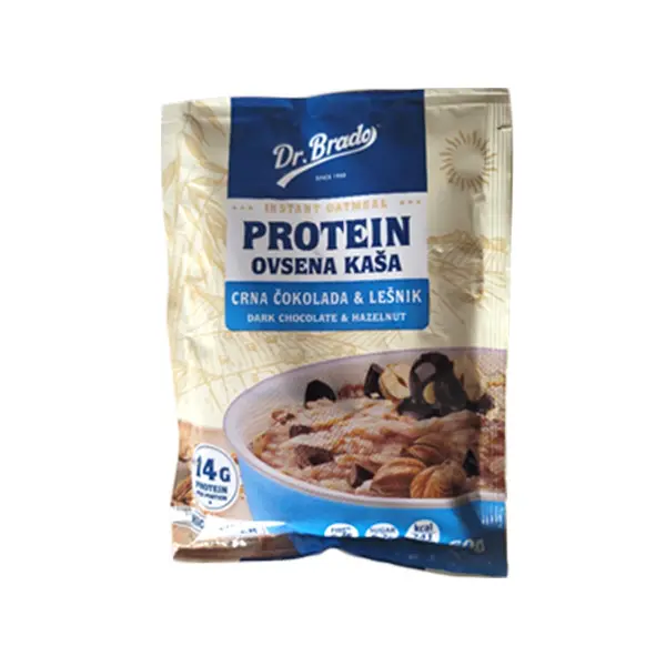 DR. BRADO Ovsena kaša sa crnom šokoladom i lešnik Protein, 60g
