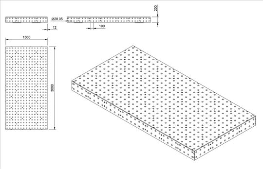 DXF crtezi stolova za zavarivanje za CNC Laser