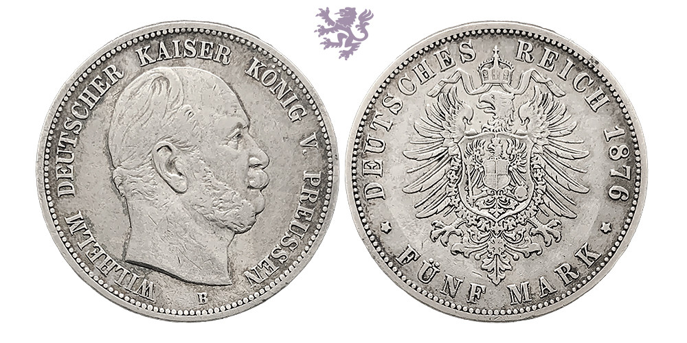 5 mark, 1876.B, Wilhelm I