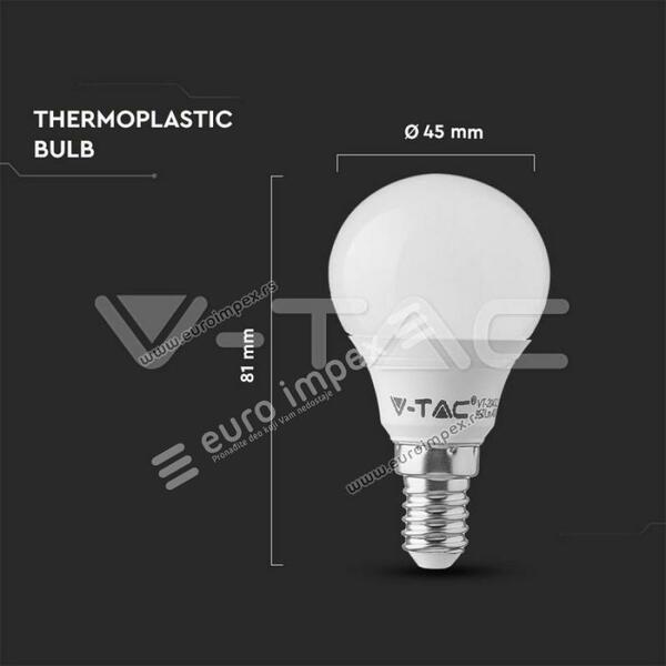 LED SIJALICA 5,5W E14 2700K 470lm P45 MALI BALON VT42501 V-TAC