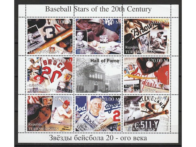 Turkmenistan-1999-Baseball Stars of the 20th Century-MN