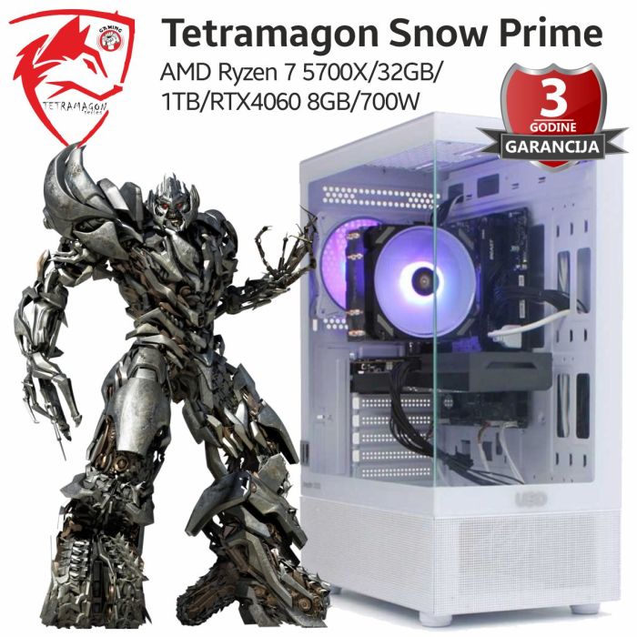 Računar Tetramagon Snow Prime AMD Ryzen 5 5500/16GB/1TB/RX6600 8GB/700W