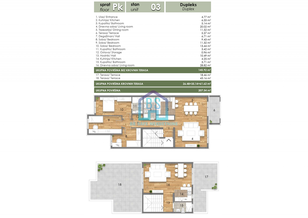 Lux petosoban dupleks sa terasom od 62 m²